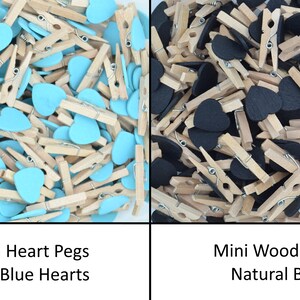 30mm Natural Pegs With Coloured Hearts - Choice of Colour - Plain Small ...