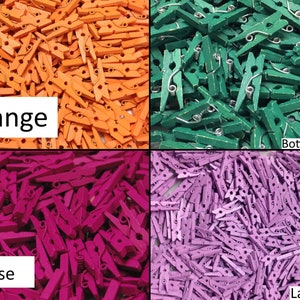 25mm Small Wooden Craft Pegs - Choice of Colours - Mini Clip Metal ...