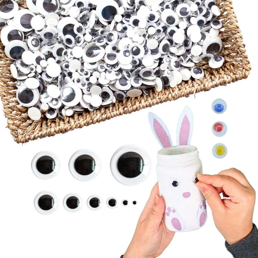 Colourful Googly Eyes - Value Wobbly Stick on - Black Blue Red Yellow 3 ...