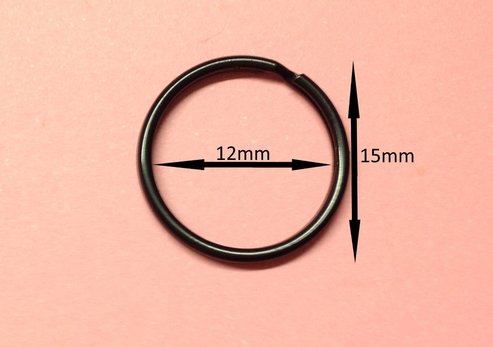 15mm BLACK Plain Round Double Loop Split Ring - for Keyrings and Craft ...