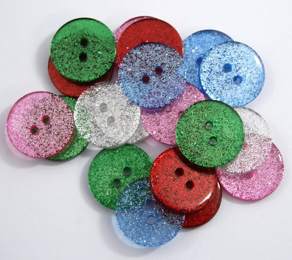 15mm Round Glitter Buttons Choice of Colours Ideal for | Etsy