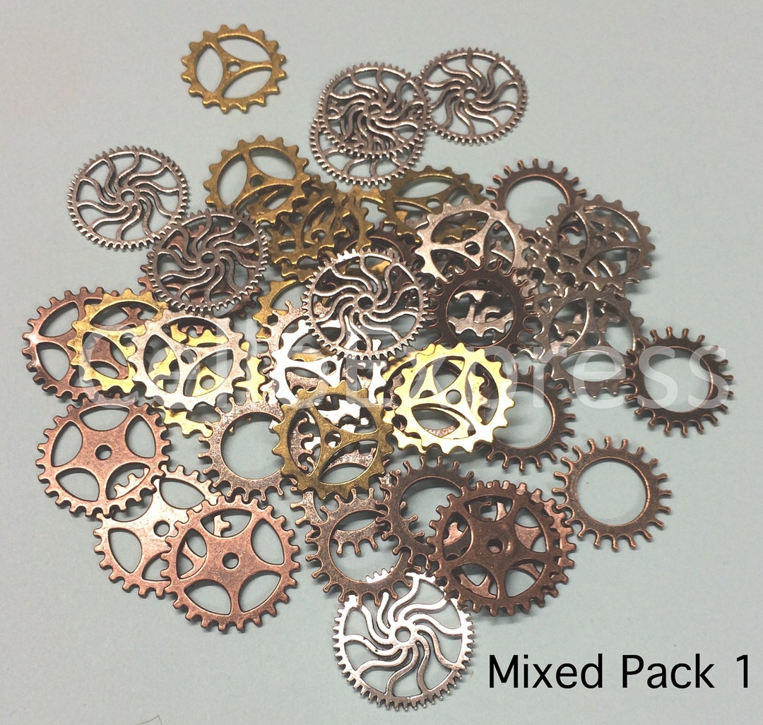 Multi Pack of Cogs Gears Steampunk Charms for Pendants - Antique Silver ...