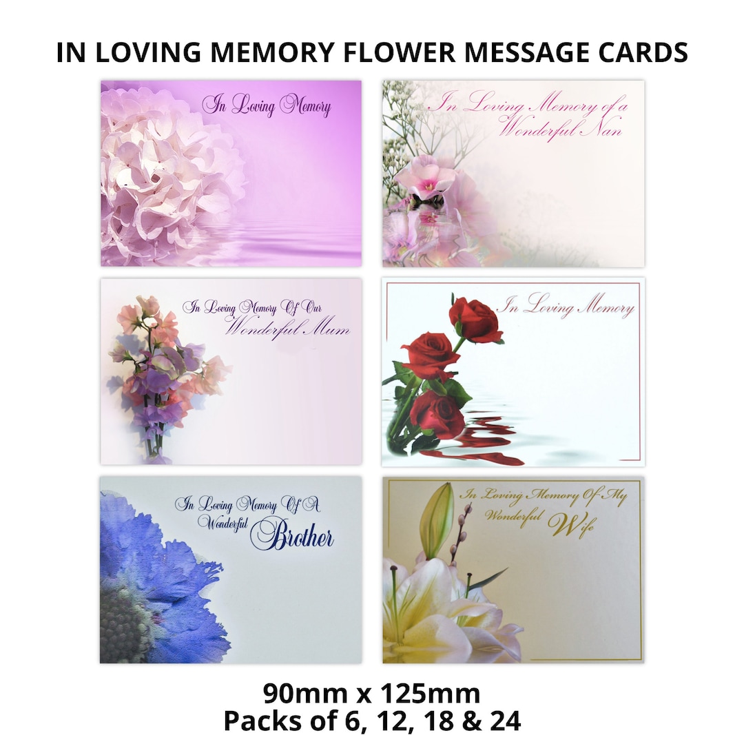In Loving Memory Flower Message Cards - 90mm X 125mm - Blank Dad ...