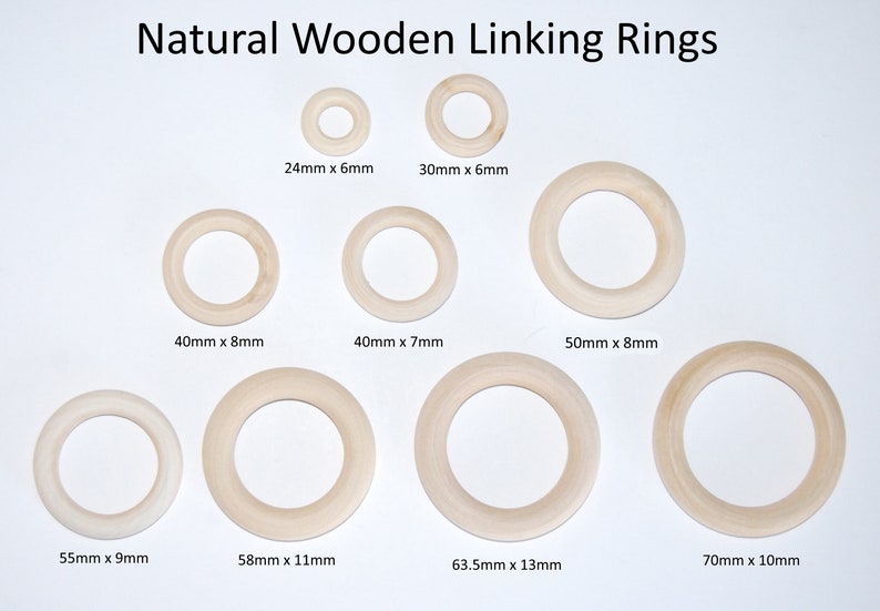 Natural Wooden Linking Rings - Choice of Size - DIY Jewellery Crafts ...