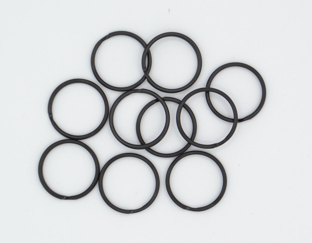 15mm BLACK Plain Round Double Loop Split Ring - for Keyrings and Craft ...