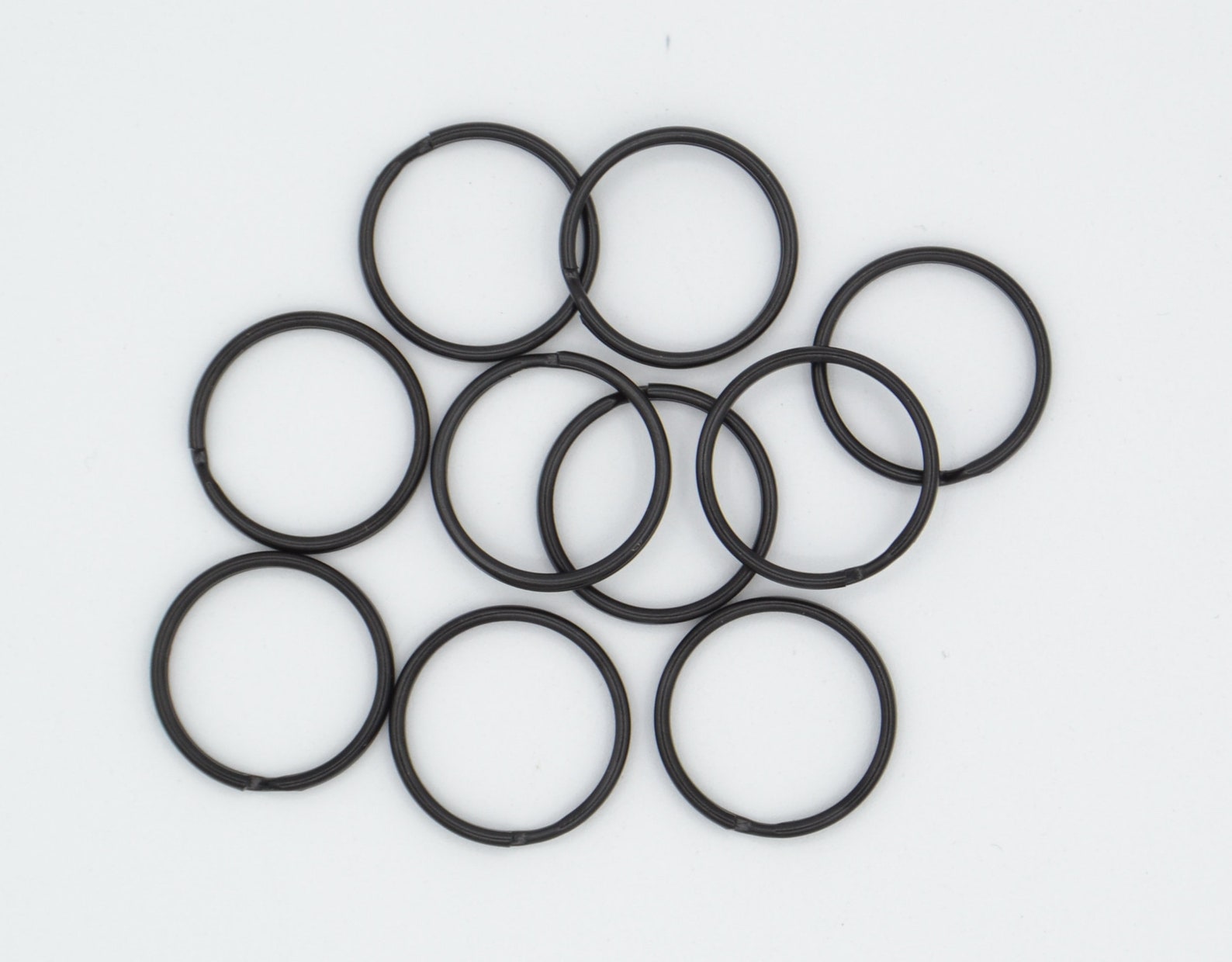 15mm BLACK Plain Round Double Loop Split Ring - for Keyrings and Craft ...