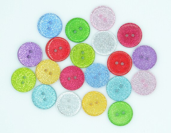 15mm Round Glitter Buttons Choice of Colours Ideal for - Etsy UK