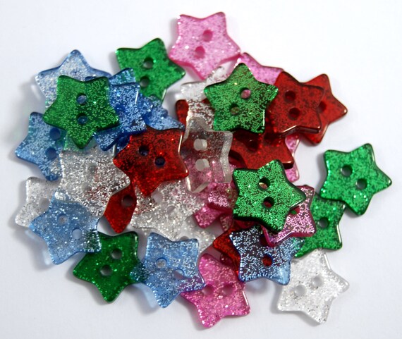 14mm Glitter Star Buttons Choice of Colours Ideal for | Etsy UK