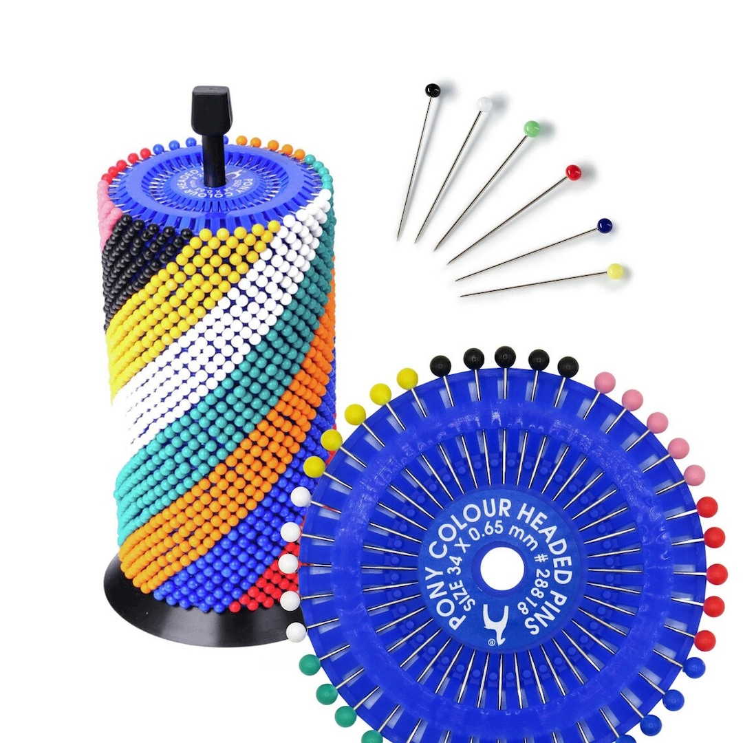 Pony Colour Headed Pins - Wheel of 40 Straight Berry Pins - Sewing ...