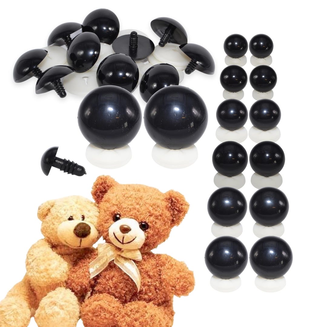 30-55mm Solid Black Safety Eyes With Plastic Backs - Various Sizes ...