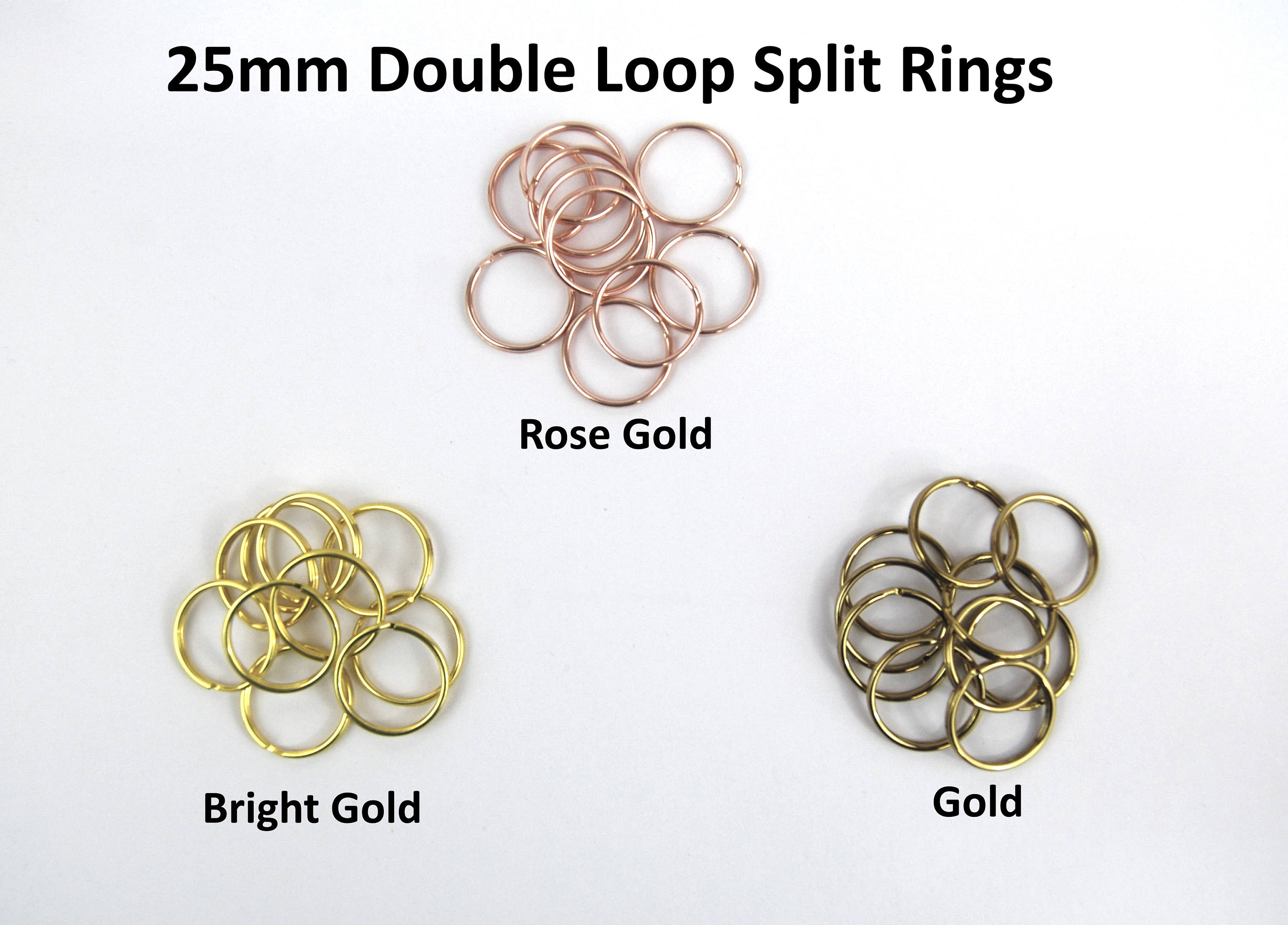 25mm Round Plain Double Loop Split Ring - Choice of Colours for ...