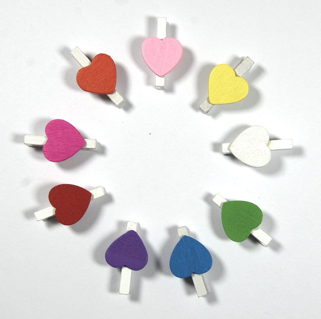 30mm White Pegs With Coloured Hearts Choice of Colours - Etsy