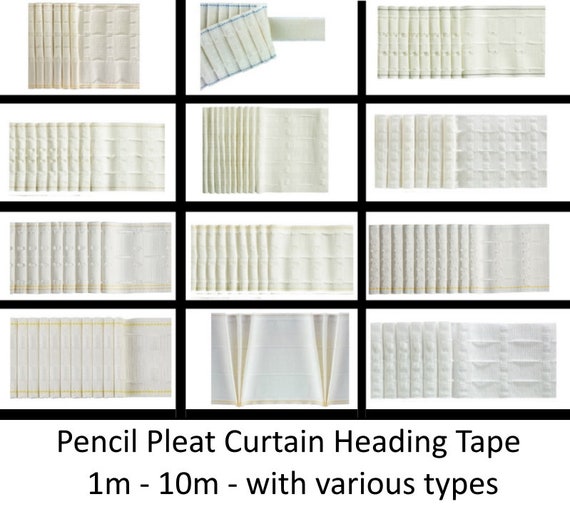 Curtain Header Tape 2 Inch (50mm) Pencil Pleat - White, Various Lengths ...