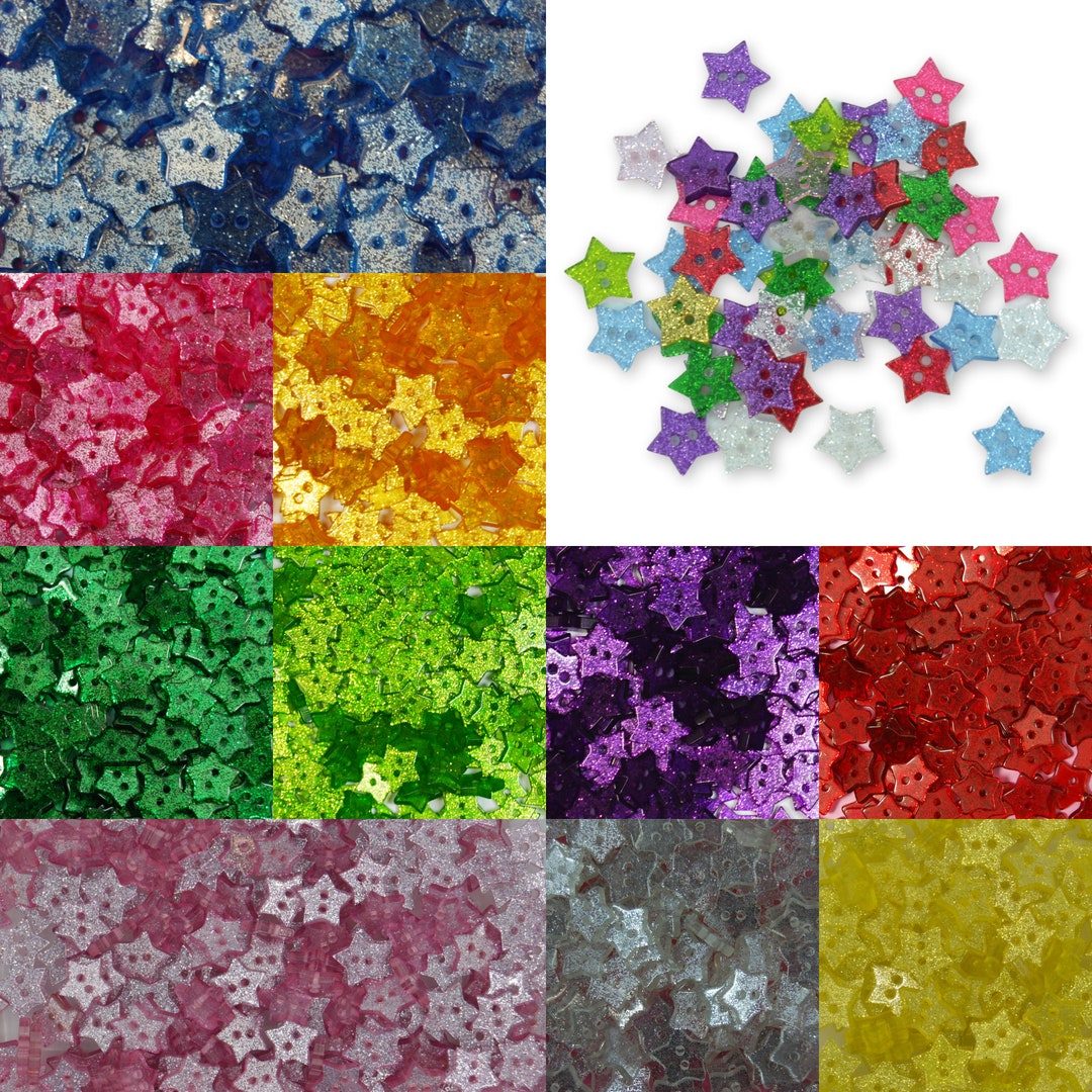 14mm Glitter Star Buttons - Choice of Colours - Ideal for Sewing ...