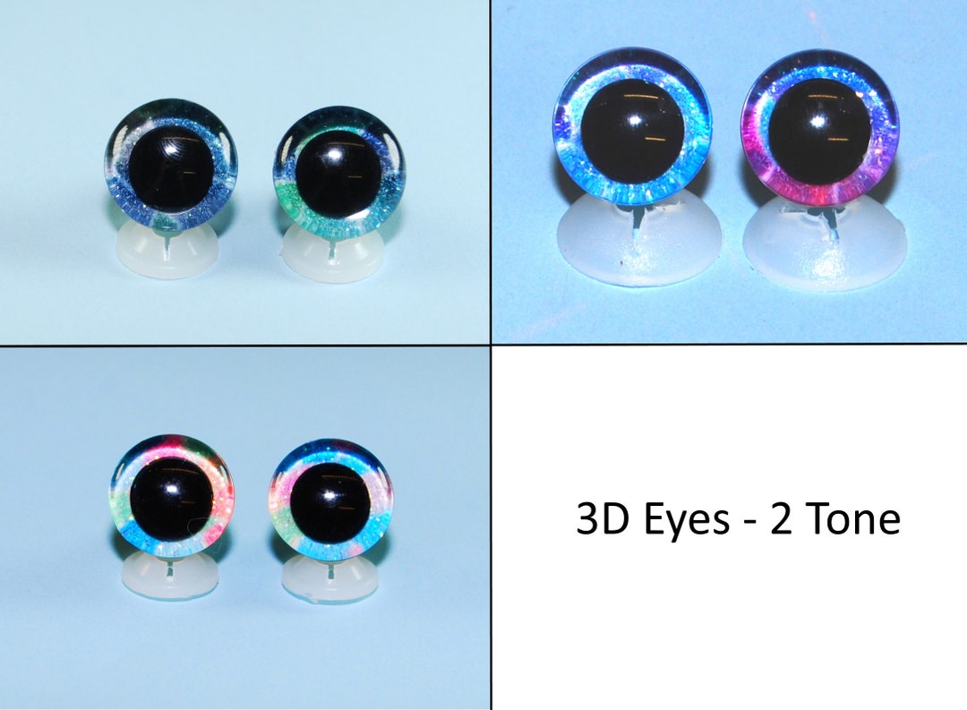 25mm Safety 3D EYES - 2 Tone Teddy Eyes With PLASTIC BACKS - Choice of ...