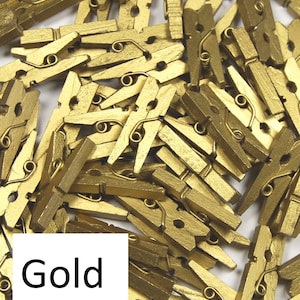 25mm Small Wooden Craft Pegs - Choice of Metallic Colours - Mini Clip ...