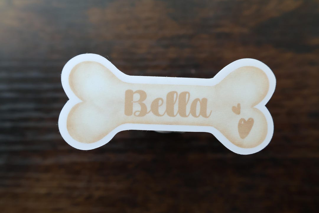 Personalized Dog Bone Sticker With Hearts - Etsy