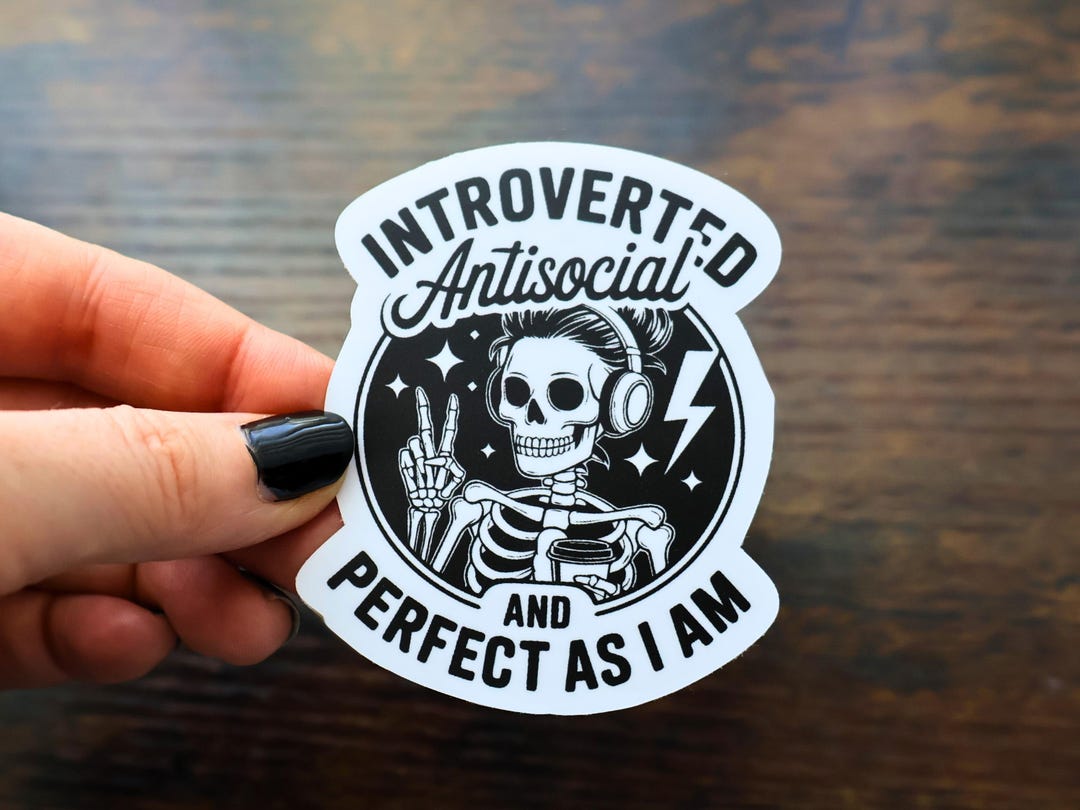 Introverted Antisocial Skeleton Girl Sticker – Coffee Lover Goth Vinyl ...