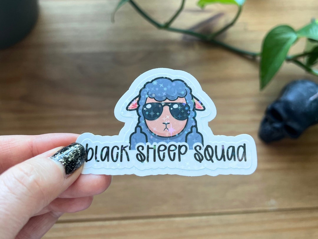 Funny black Sheep Squad Sticker With Middle Fingers, Outcast Adult ...