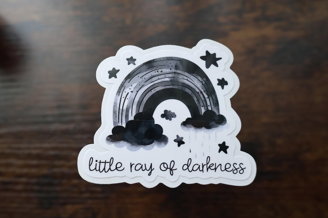 Black Rainbow "little Ray of Darkness" Sticker With Clouds, Stars, and ...