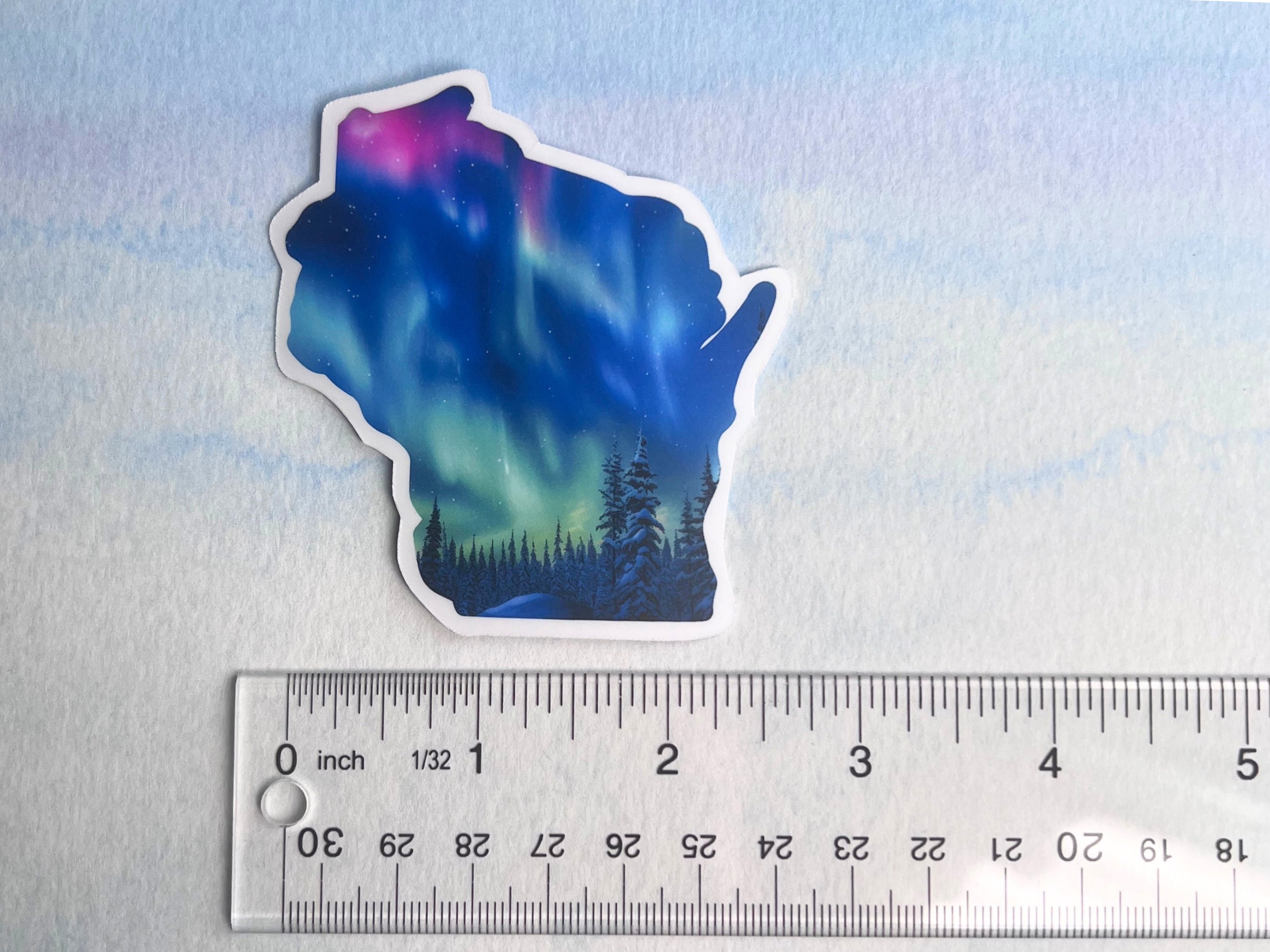 Wisconsin Northern Lights State Outline Sticker, up North Midwest Night ...