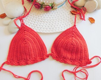 Two Piece Swimsuit/crochet Burgundy Swimsuit/ Bikini of Wine - Etsy