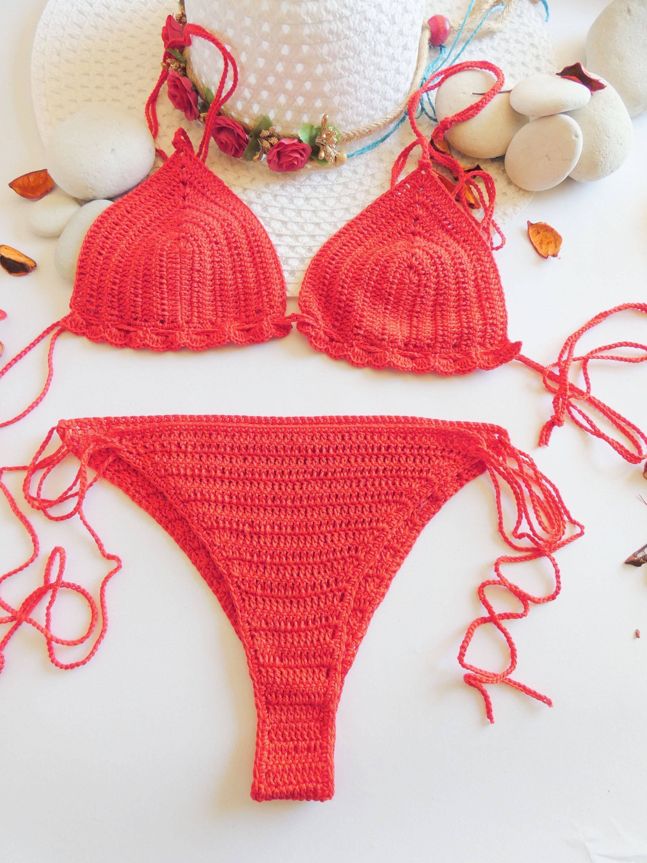 Red Crochet Bikini - Etsy