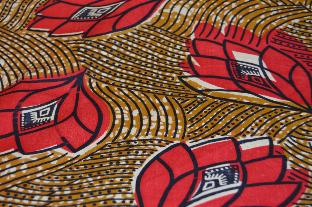 African Block Print Floral in Choice of Red or Green Polished - Etsy