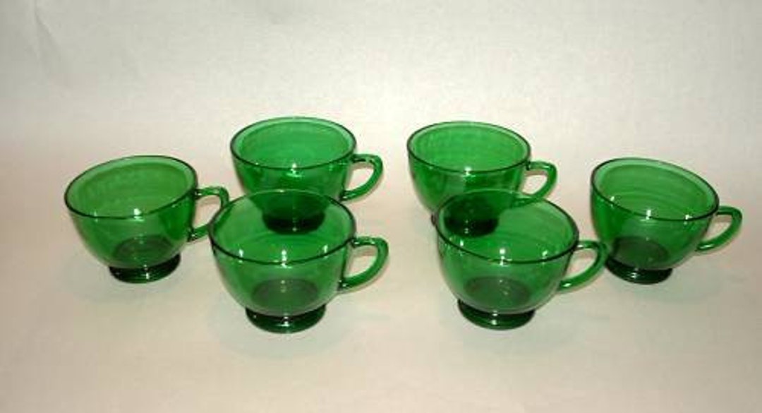 Emerald Green Punch Bowl With 12 Cups 4 Oz Anchor Hocking 1950 1960 - Etsy