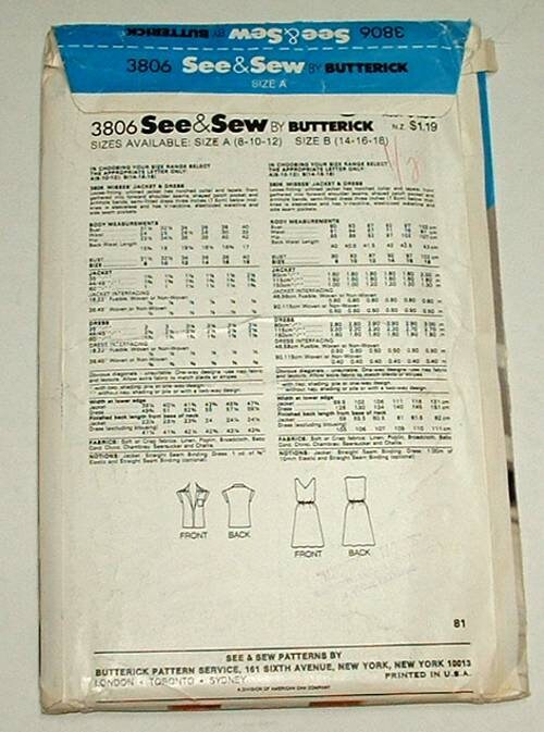 Butterick See and Sew Sewing Pattern 3806 Size A 8-10-12 1980 S - Etsy