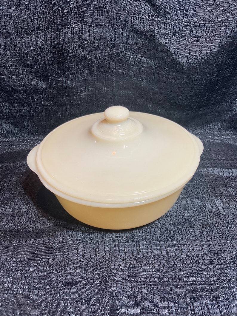 Fire King Custard Round Casserole With Lid - Etsy