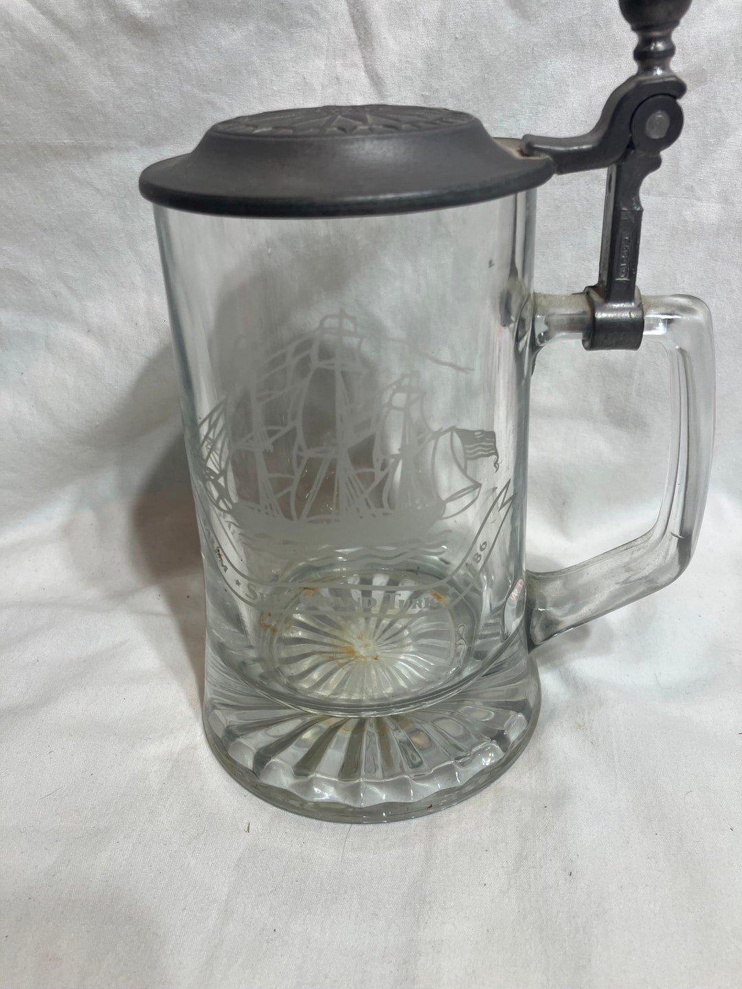 Western Germany Etched Glass Beer Stein ALWE in Bottom W Germany on ...