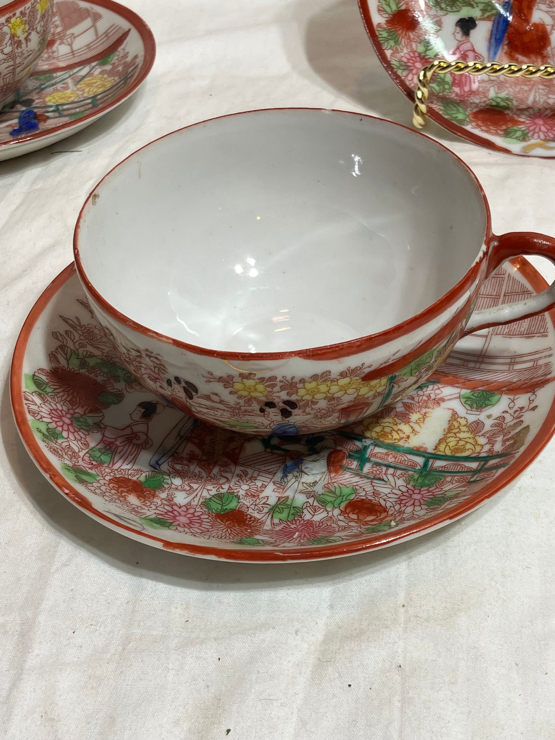 4 Geisha, Girl Translucent Cups and Saucers. Old Mark Made in Japan. - Etsy