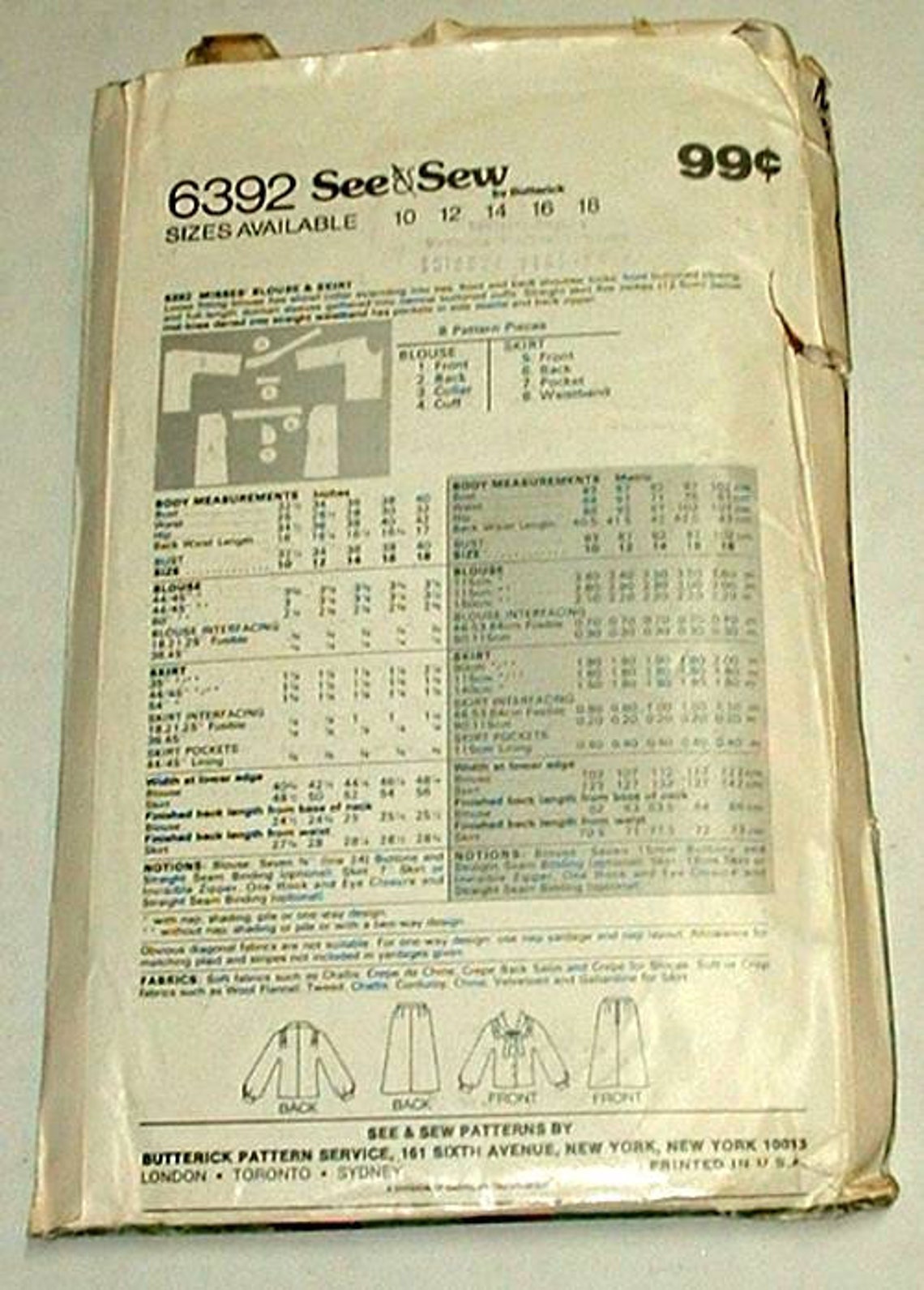 Butterick See Sew Sewing Pattern 6392 10 to 18 1980 S - Etsy