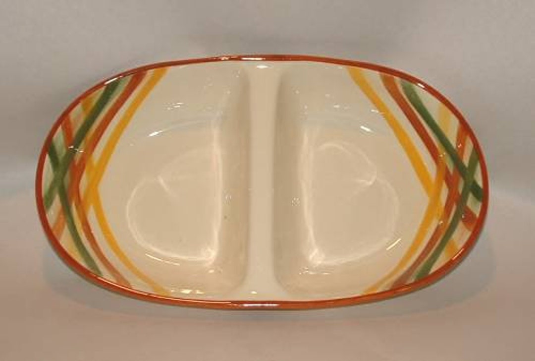 Oval Divided Vernon Kilns Homespun Bowl 11.5 - Etsy