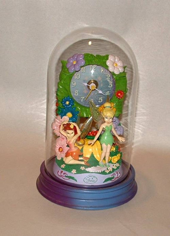Disney Tinkerbell Fairies Glass Dome Anniversary Clock Working - Etsy