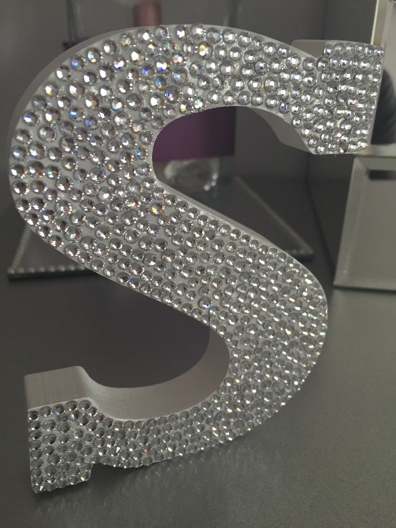 Fully strassed rhinestone monogram letter nursery wall decor | Etsy