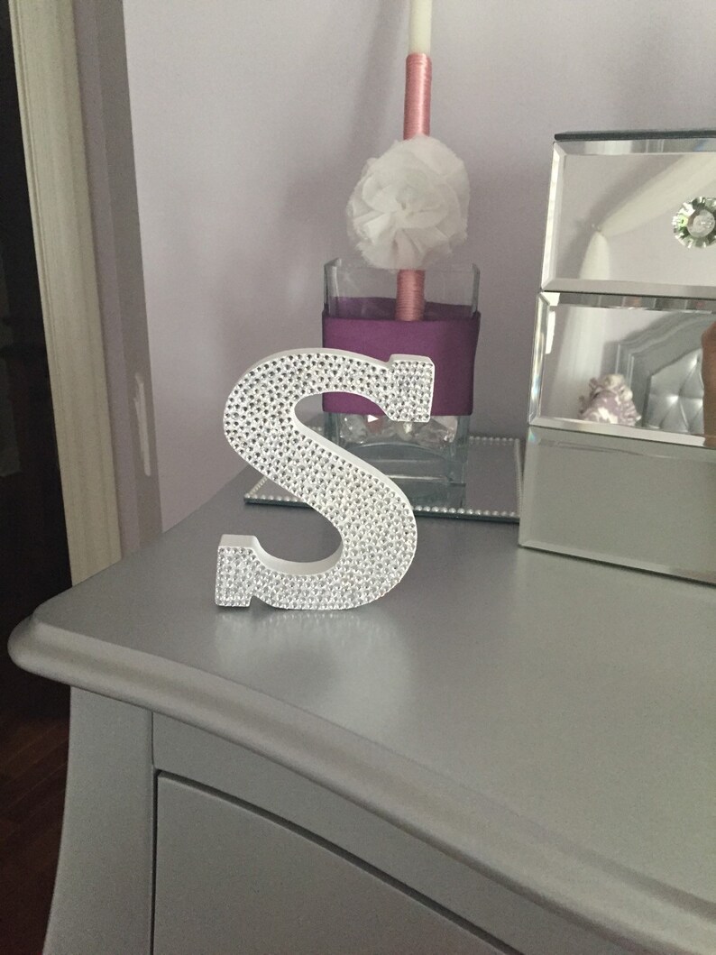Fully strassed rhinestone monogram letter nursery wall decor | Etsy