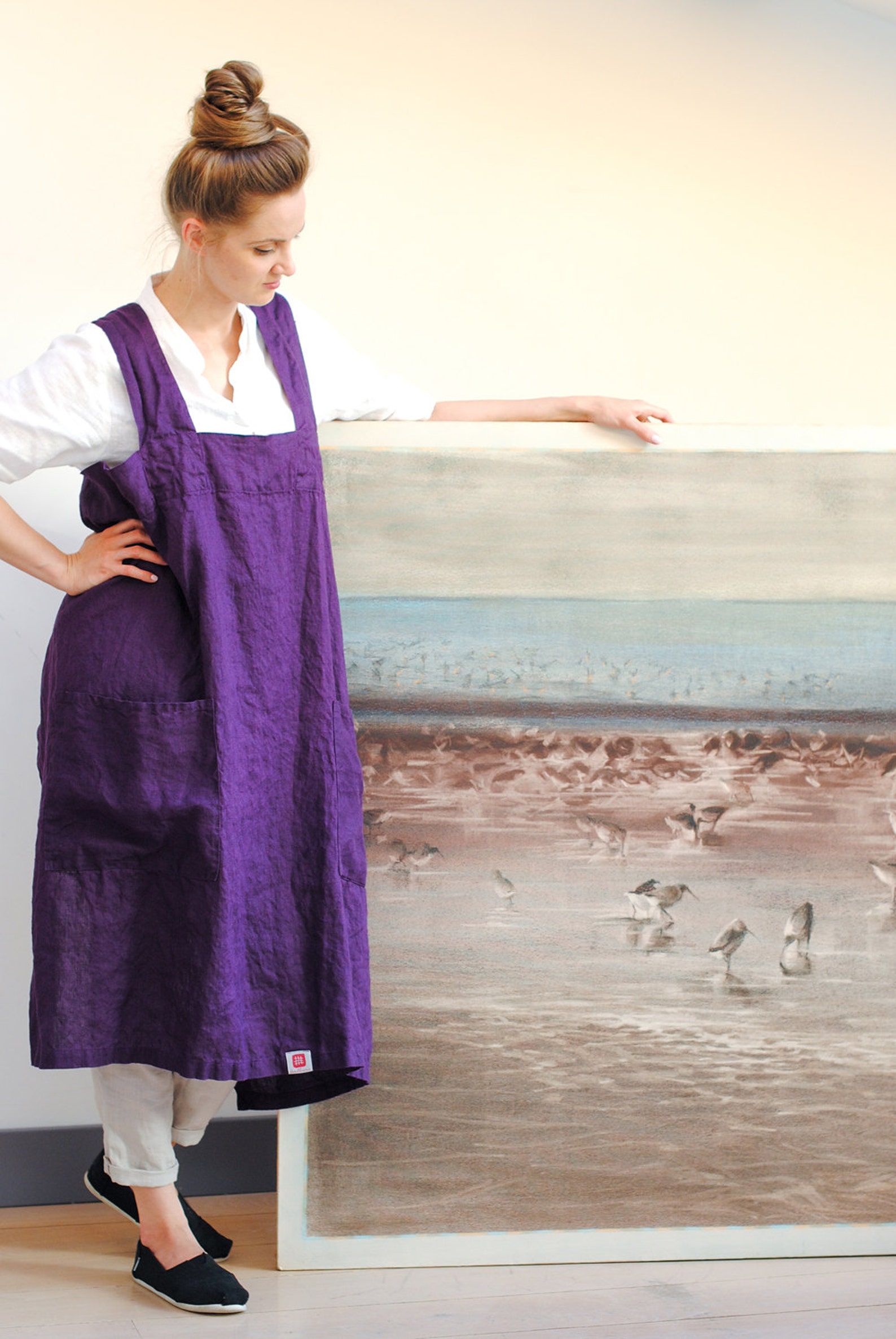 Linen Pinafore Apron Linen Pinafore With Pockets Square - Etsy