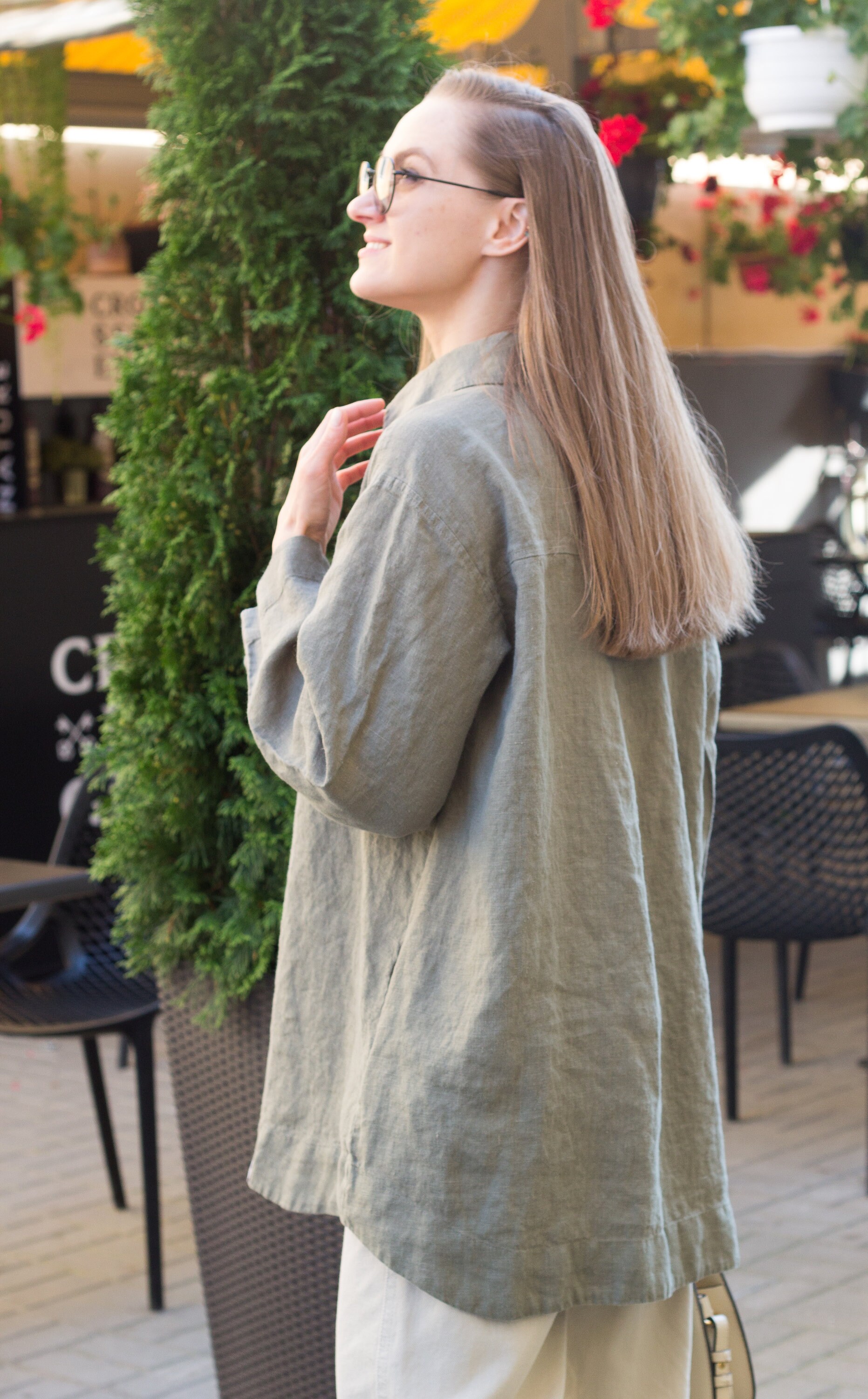 Khaki Green Linen Tunic With Pockets Linen Womens Clothing - Etsy