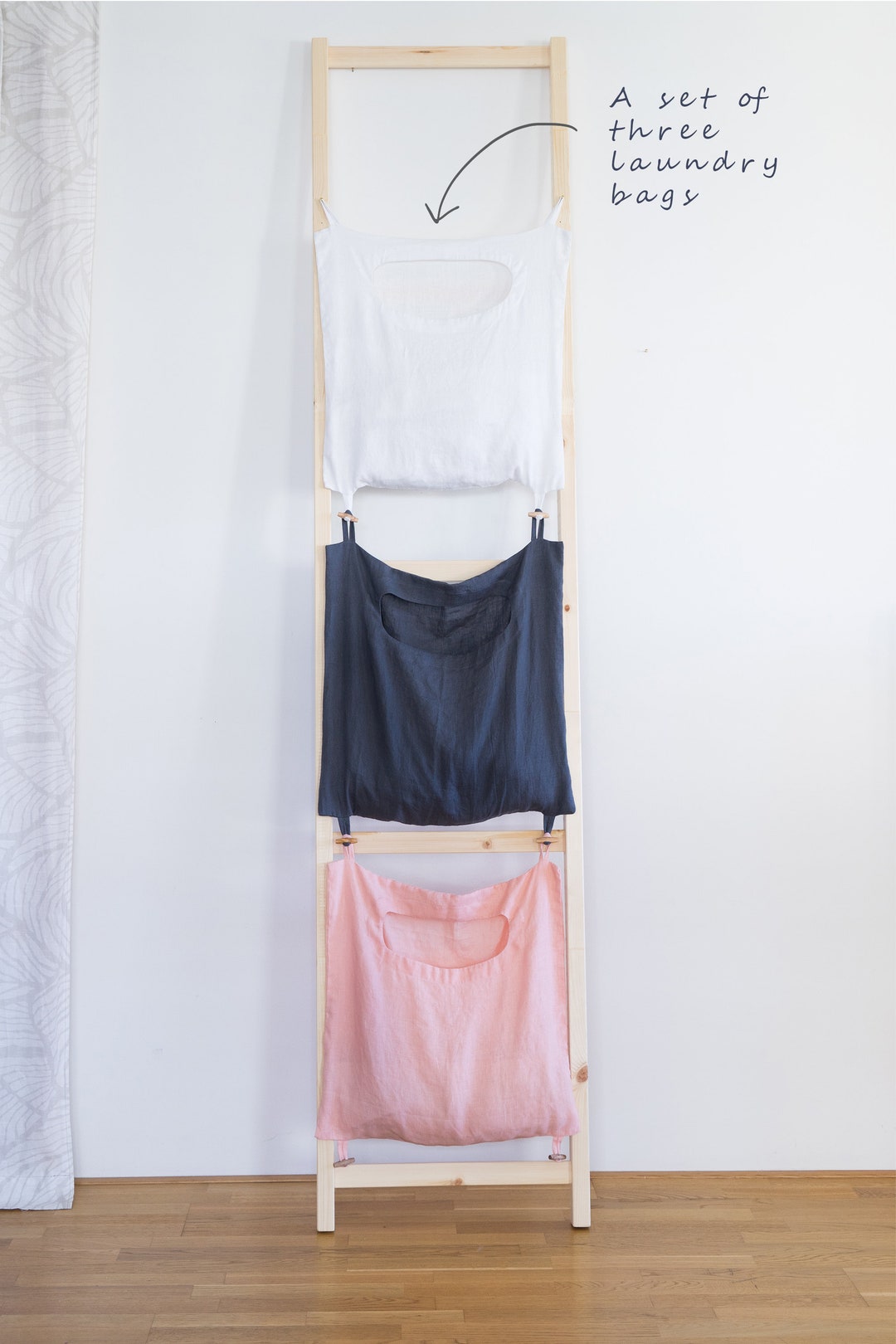 Color-coded Laundry Bag, Linen Laundry Bag, Laundry Room Organization ...