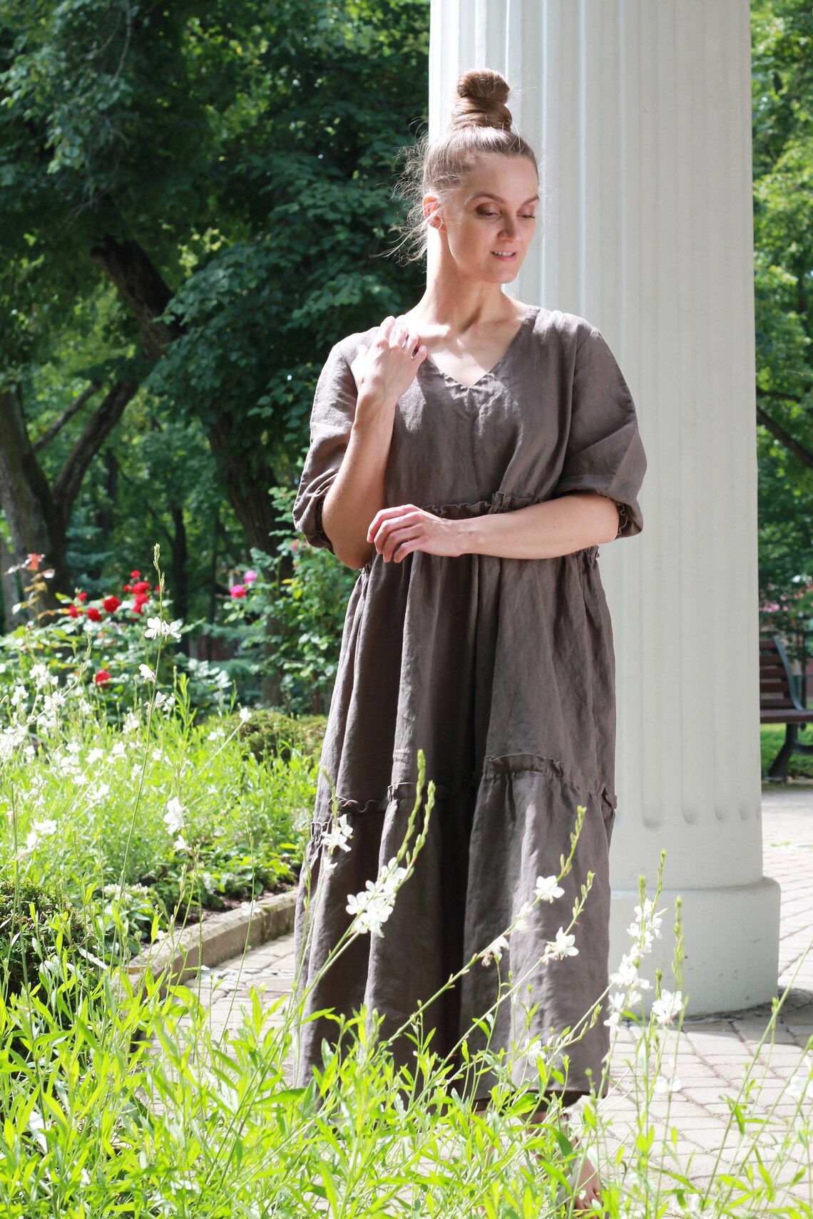 Maxi Linen Dress From Lightweight Linen Oversized Linen | Etsy