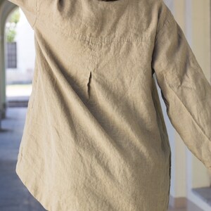 Khaki Green Linen Tunic With Pockets, Linen Womens Clothing, Linen ...