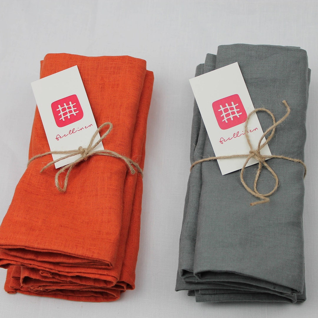 Pure Linen Napkins, Set of Stone Washed Linen Napkins, Set of Natural ...