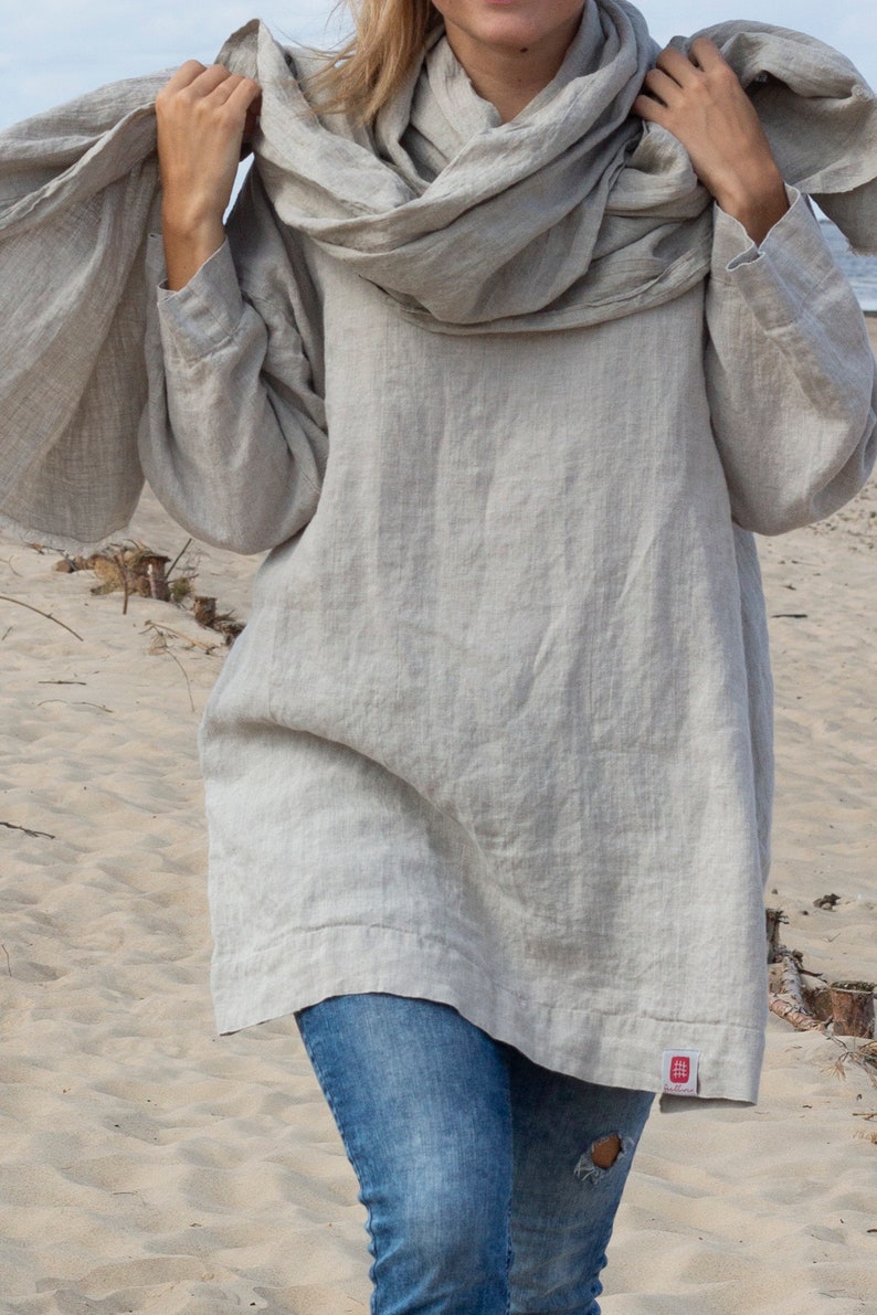 Plus Size Linen Tunic With Pockets Natural Linen Tunic Dress - Etsy