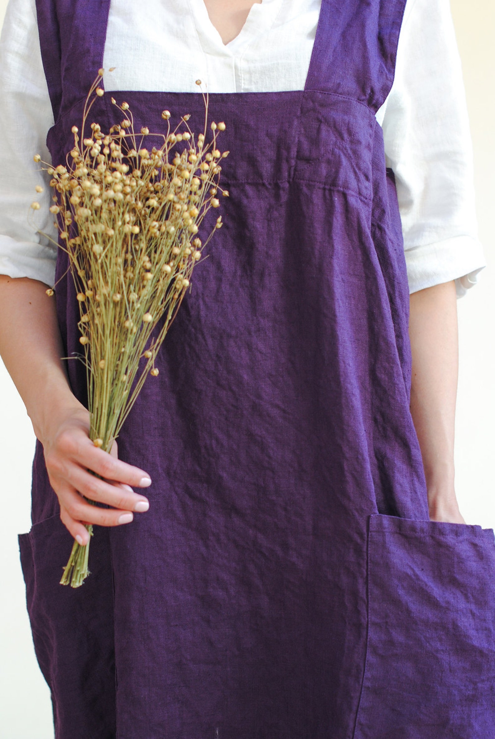 Linen Pinafore Apron Linen Pinafore With Pockets Square - Etsy