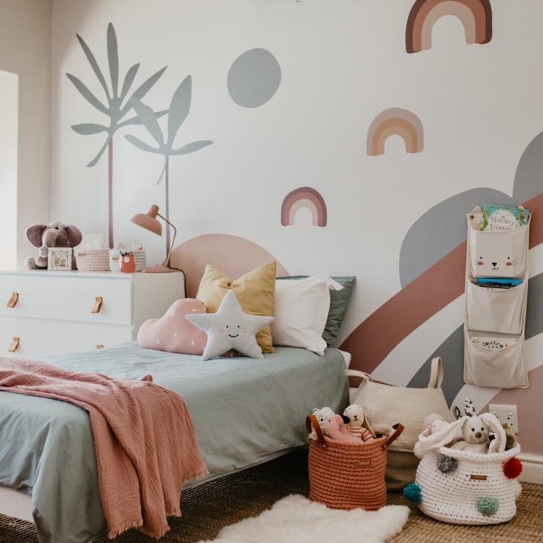 Rainbow Wren Abstract Mural Wallpaper - Etsy