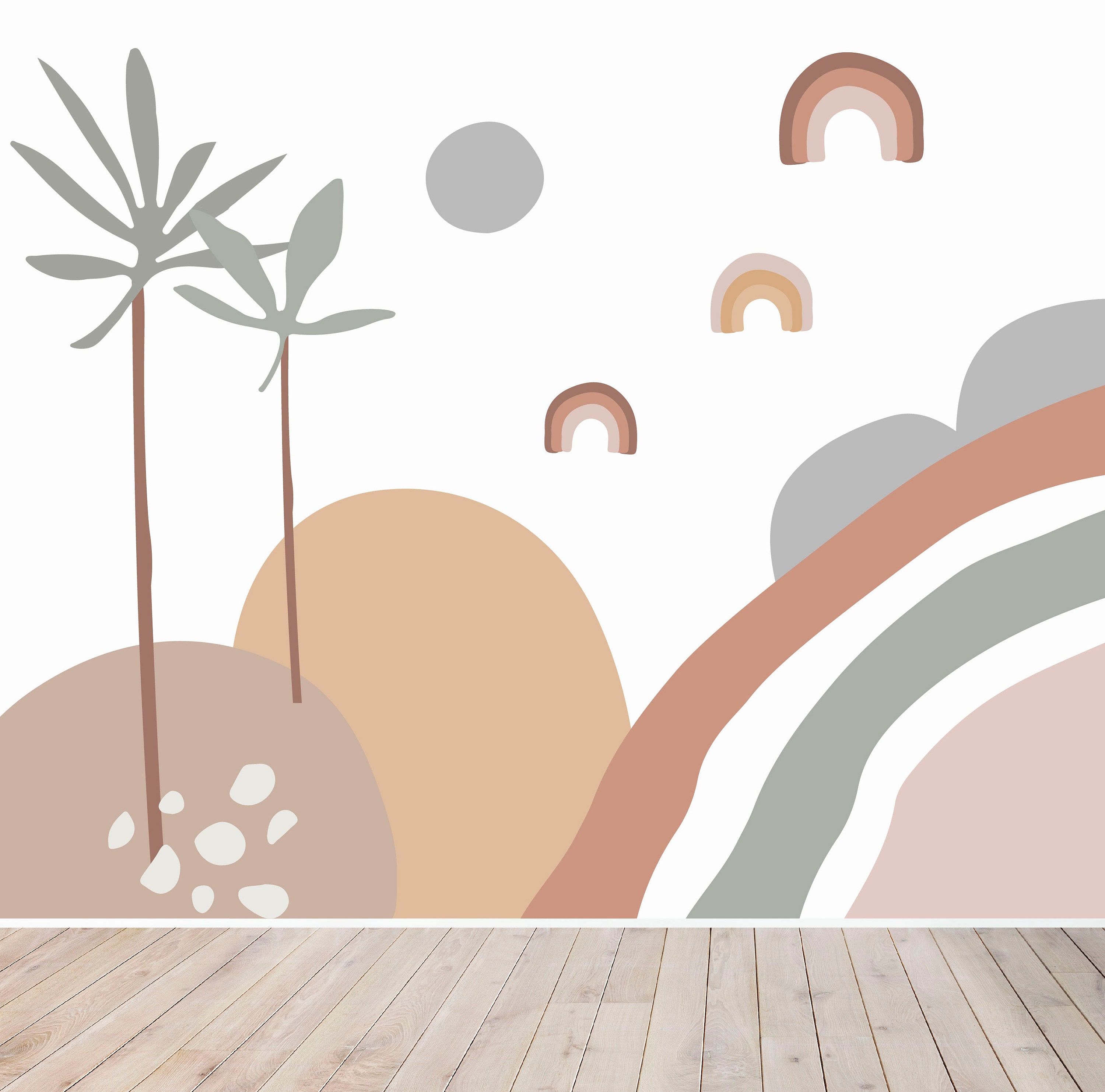 Rainbow Wren Abstract Mural Wallpaper - Etsy