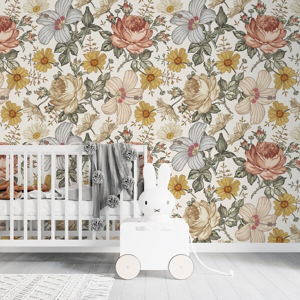 The Betsy Floral Mural Wallpaper - Etsy Canada