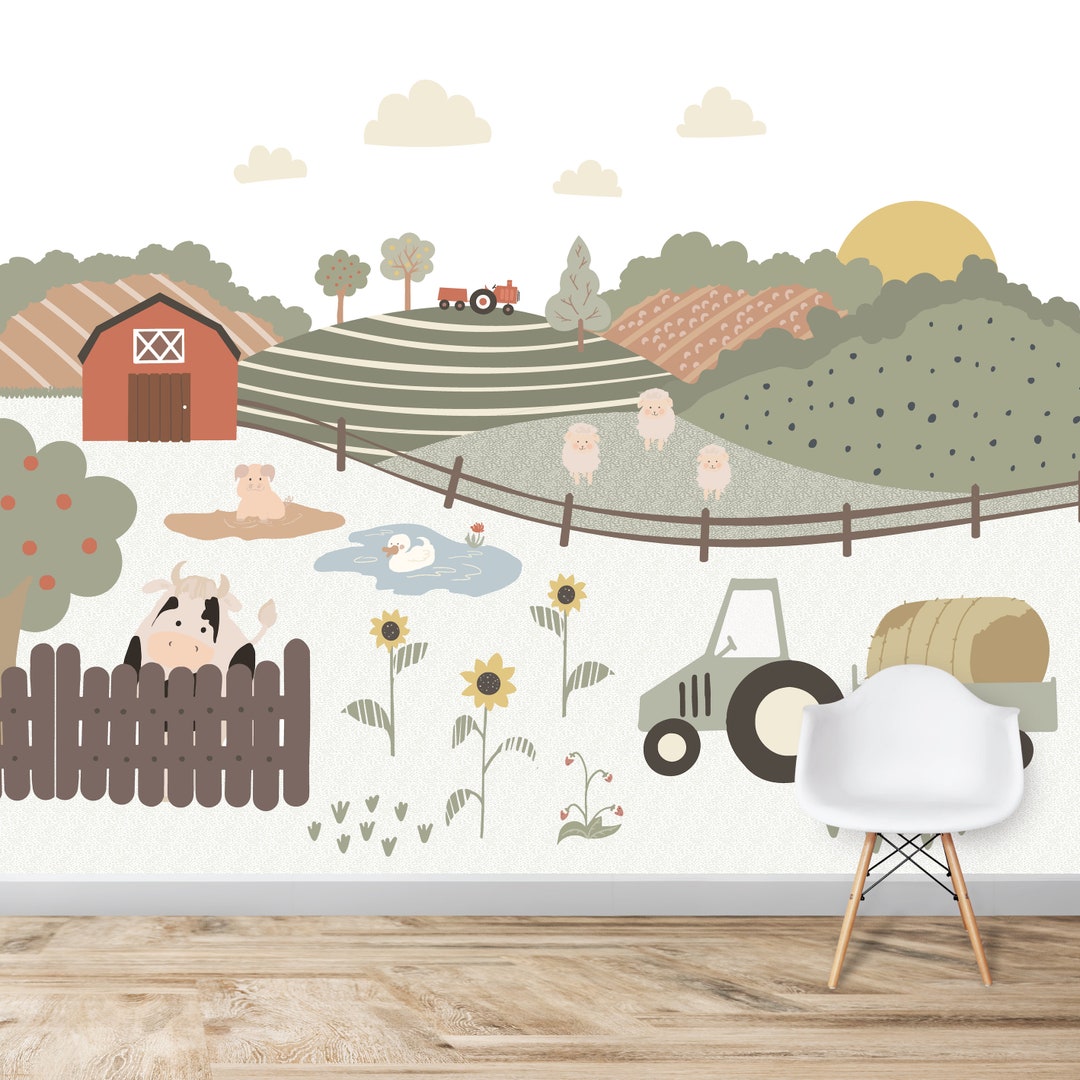 Farmyard Wallpaper Mural - Etsy